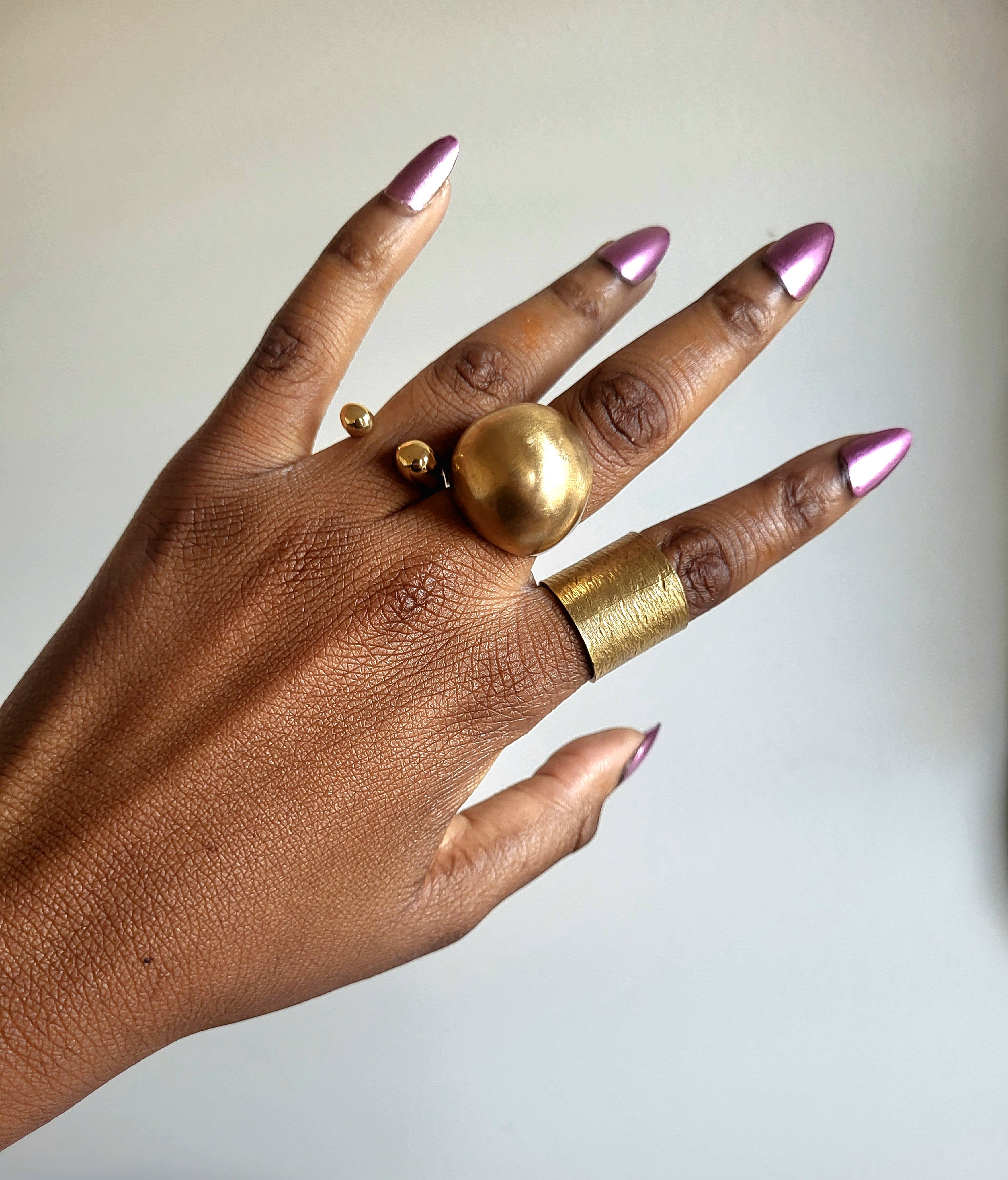 Nzinga Brass Ball Geometric Ring – Moon Goddess
