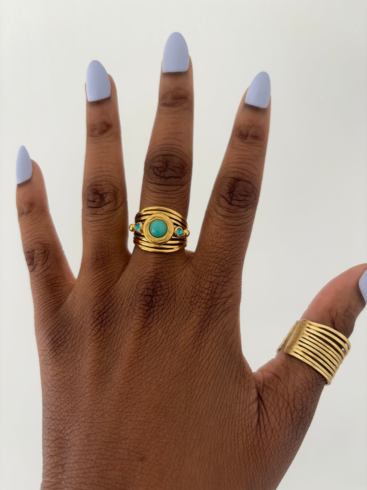 Mama Yemaya Ring | Opal & Larimar Stainless Steel Jewelry