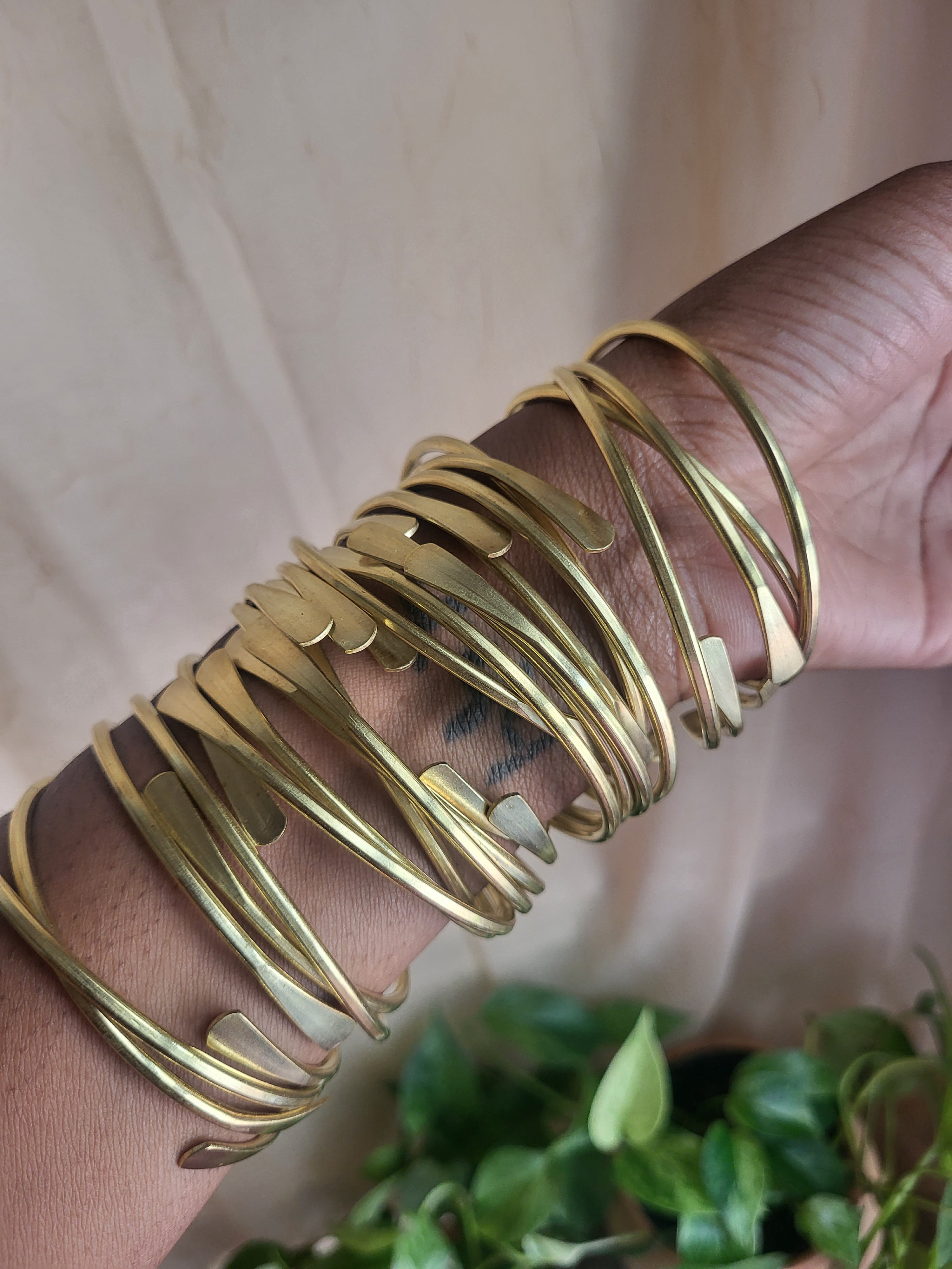 Raw Brass Coil Bangles – Moon Goddess