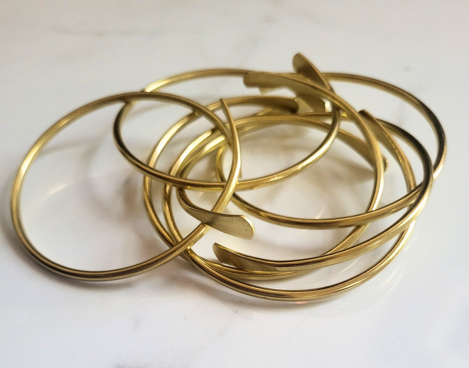 Raw Brass Coil Bangles– Moon Goddess