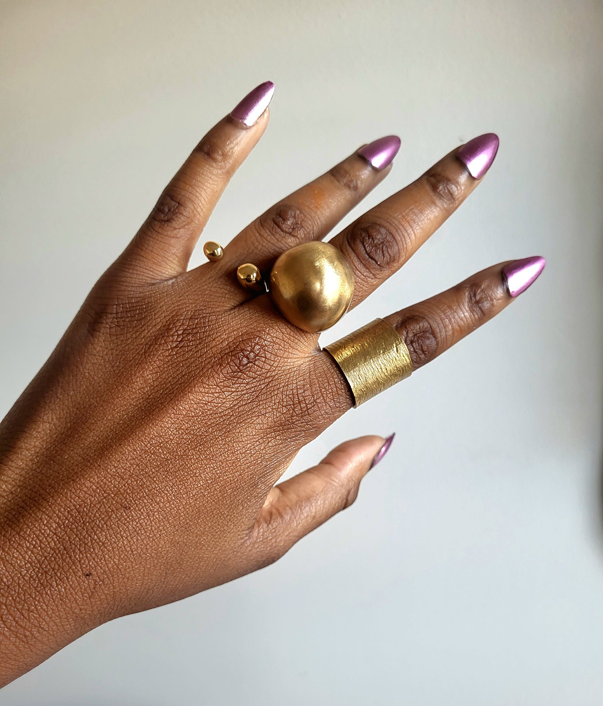 Nzinga Brass Ball Geometric Ring – Moon Goddess