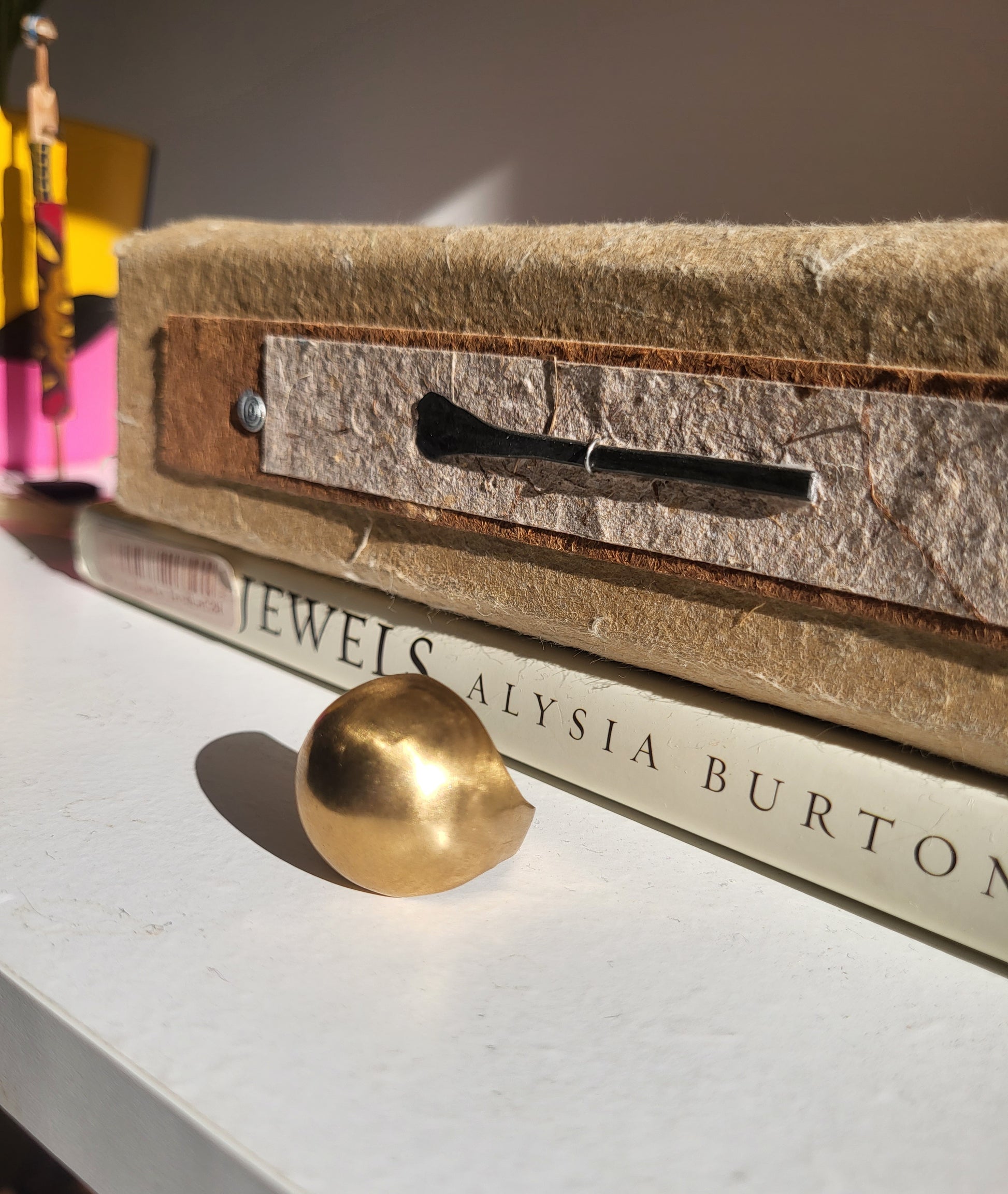 Nzinga Brass Ball Geometric Ring – Moon Goddess